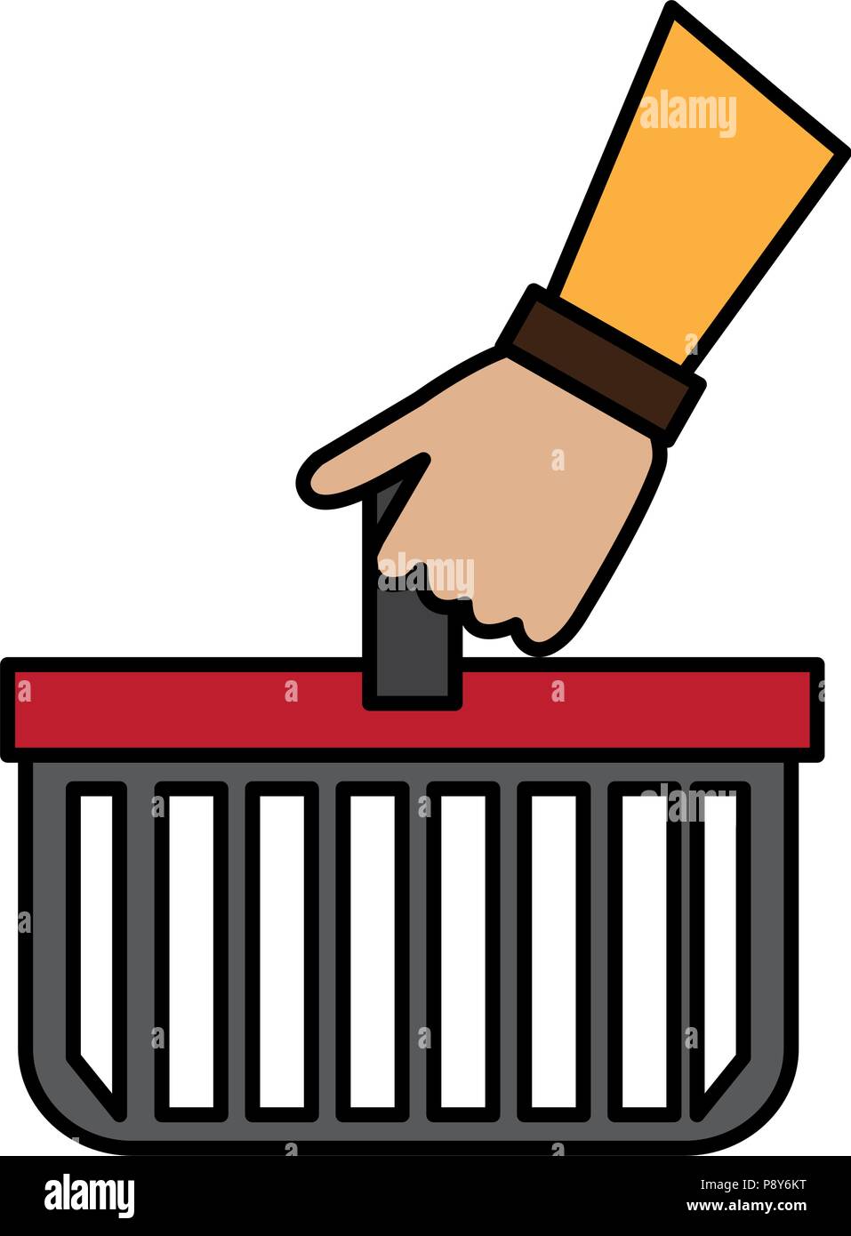 hand lifting shopping basket vector illustration design Stock Vector ...
