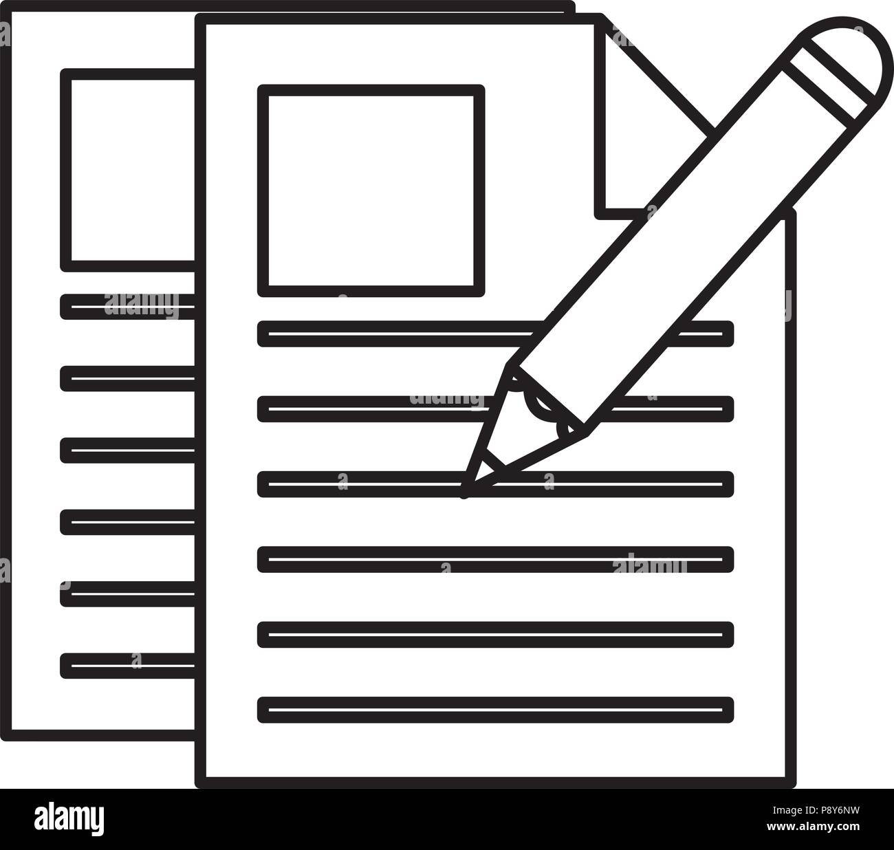 pencil write with documents vector illustration design Stock Vector ...