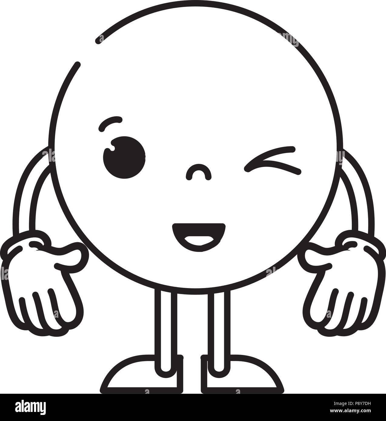 line funny emoji character with arms and legs vector illustration Stock ...