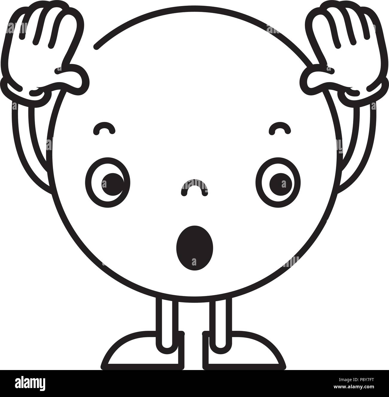 line scared emoji character with arms and legs vector illustration ...