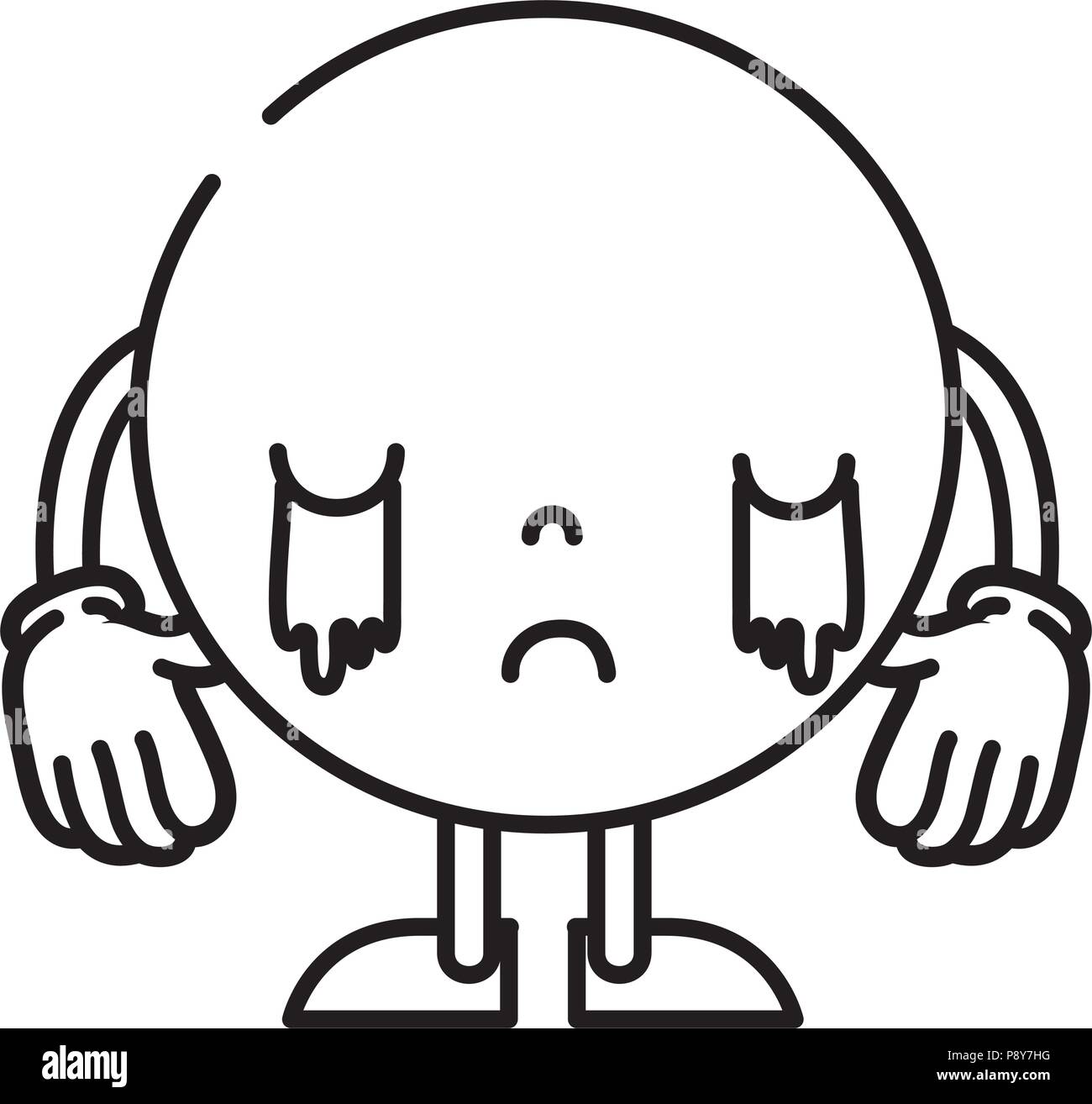 line weeping emoji character with arms and legs vecctor illustration ...