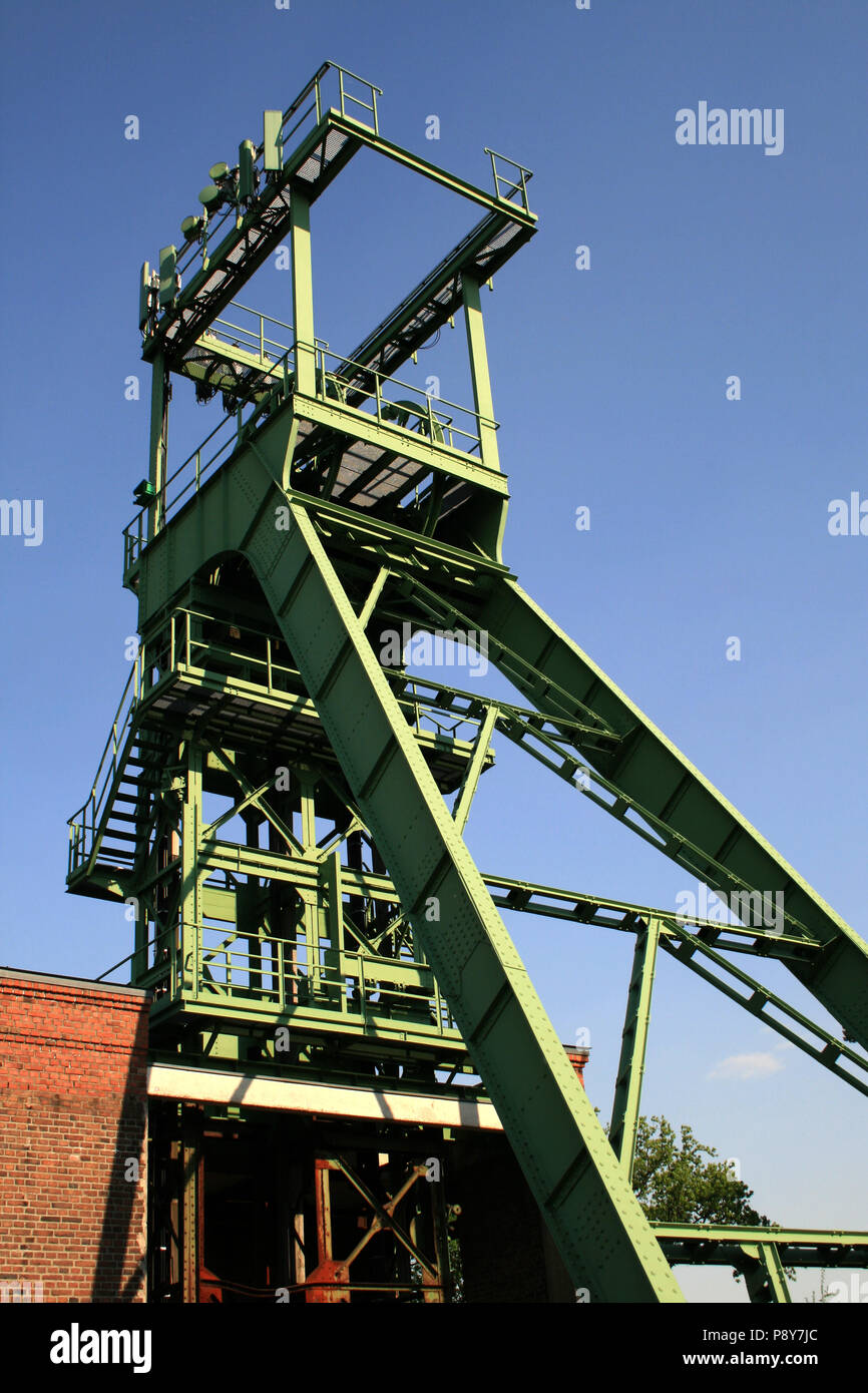 Ore mine head tower seen in Germany. This shaft tower was used to ...