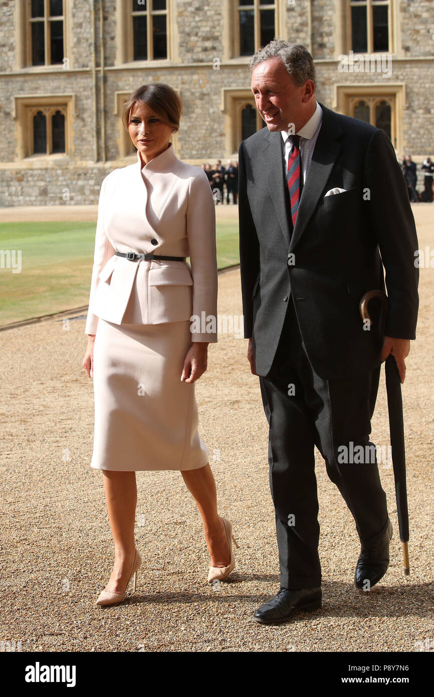 US first lady Melania Trump and Lieutenant Colonel Sir Andrew Ford walk ...