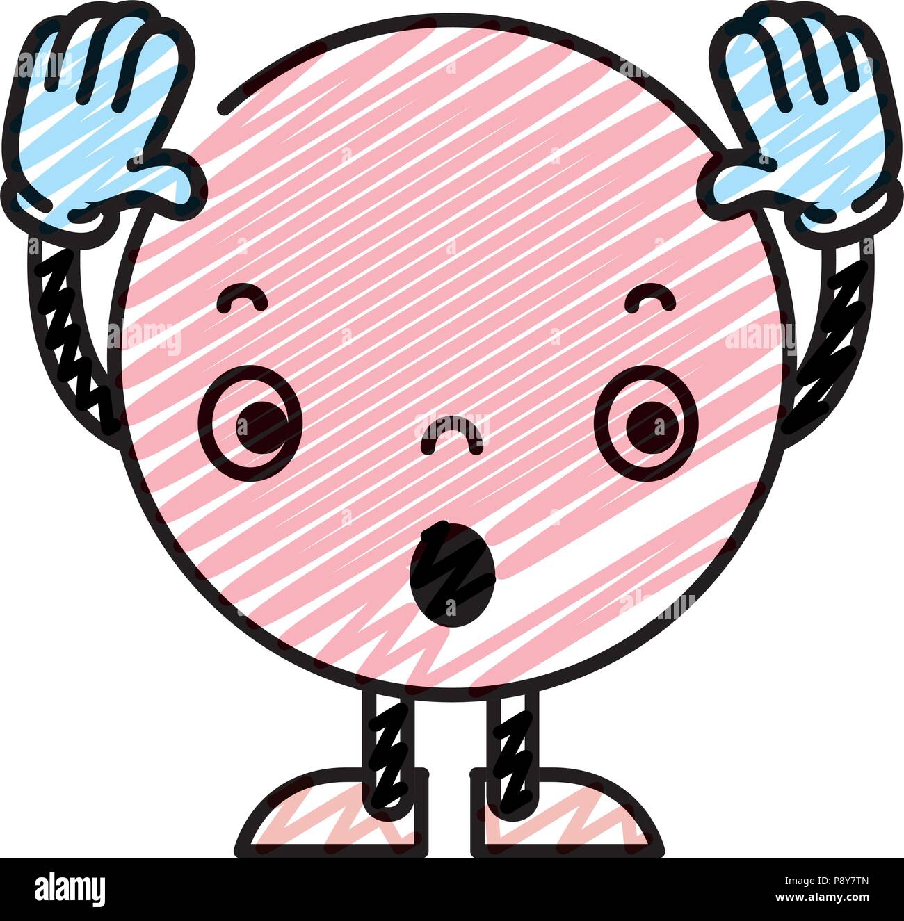 doodle scared emoji character with arms and legs vector illustration ...
