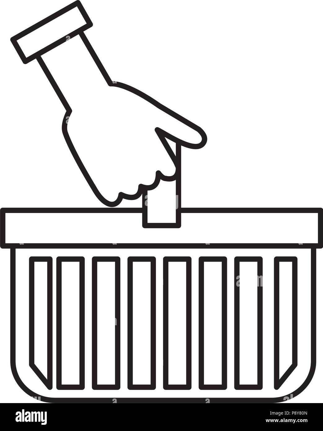 hand lifting shopping basket vector illustration design Stock Vector ...