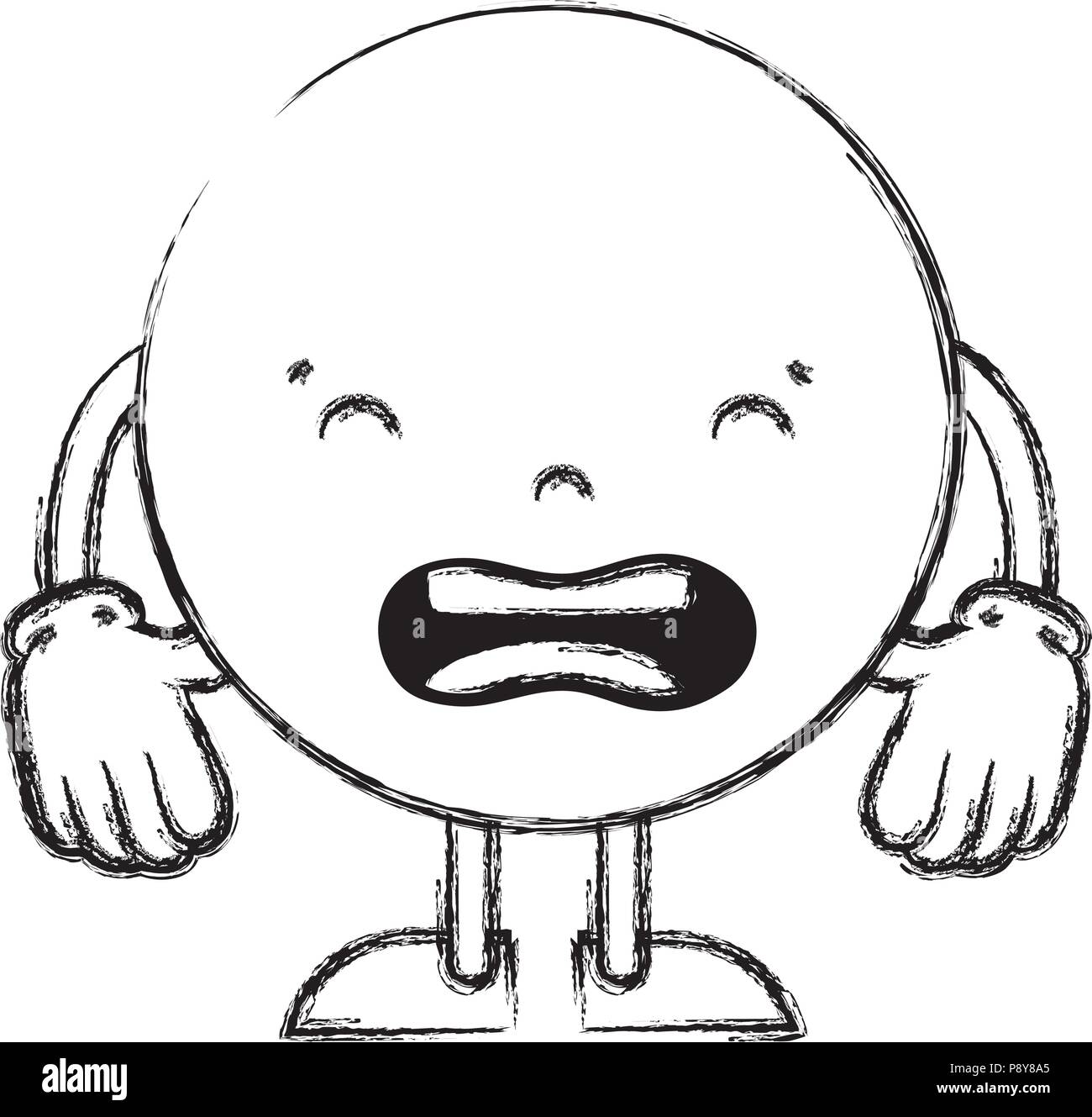 grunge crying emoji character with arms and legs vector illustration ...