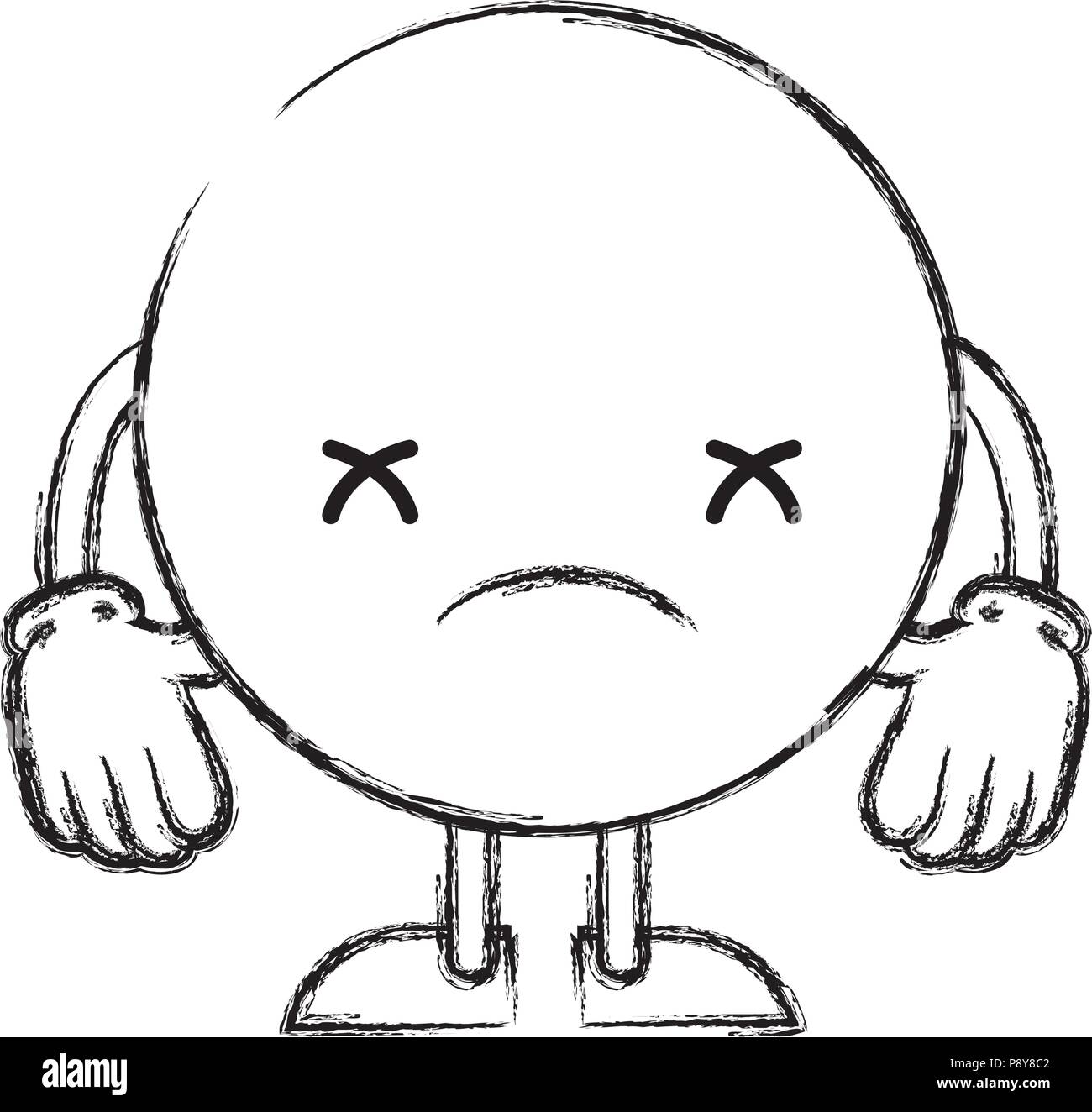 grunge sad emoji character with arms and legs vector illustration Stock ...