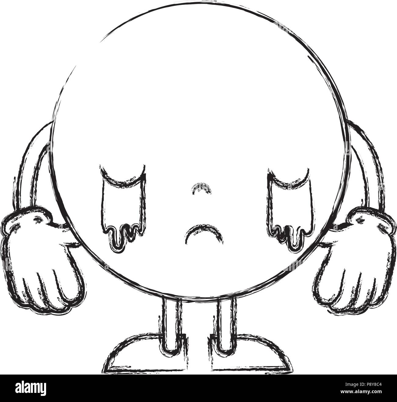 grunge weeping emoji character with arms and legs vecctor illustration ...