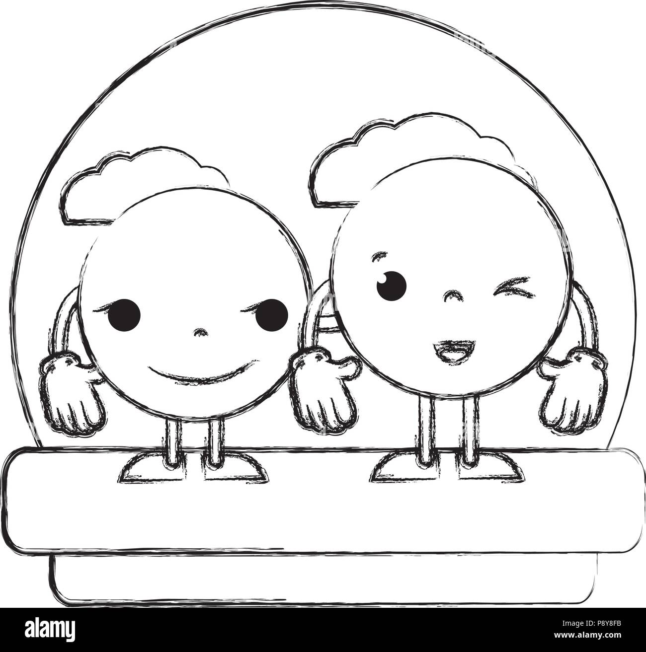 grunge rogue and funny emojis friends in the landscape vector ...