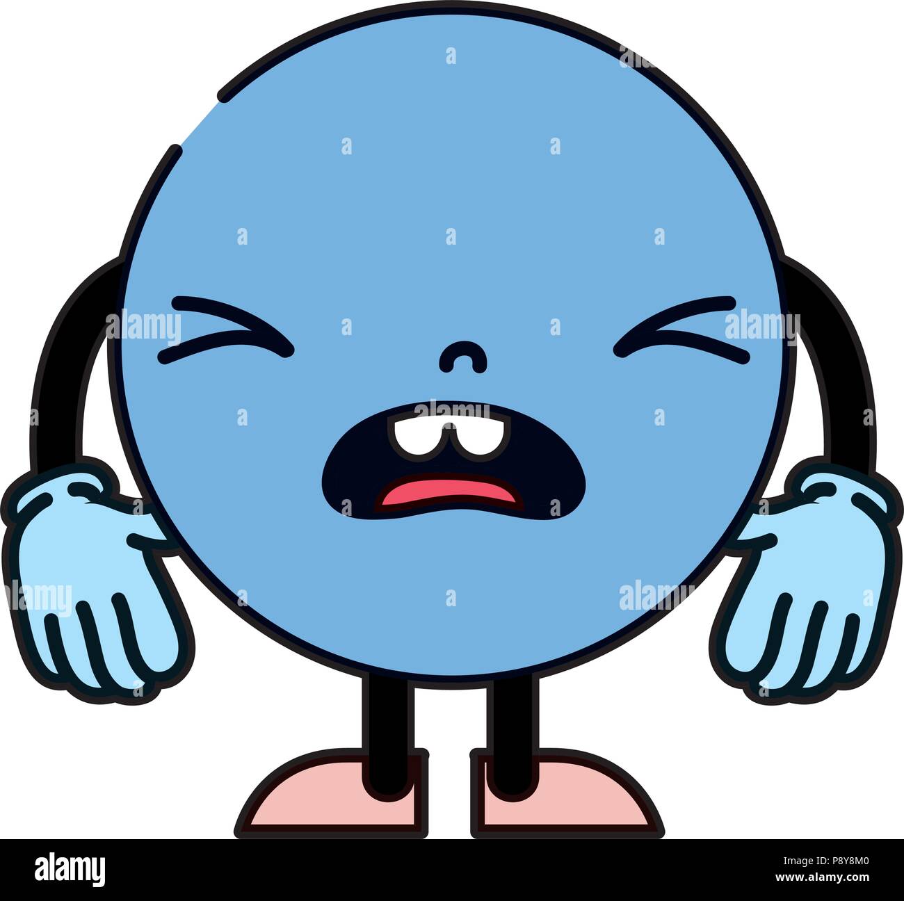 color pity emoji character with arms and legs vector illustration Stock ...