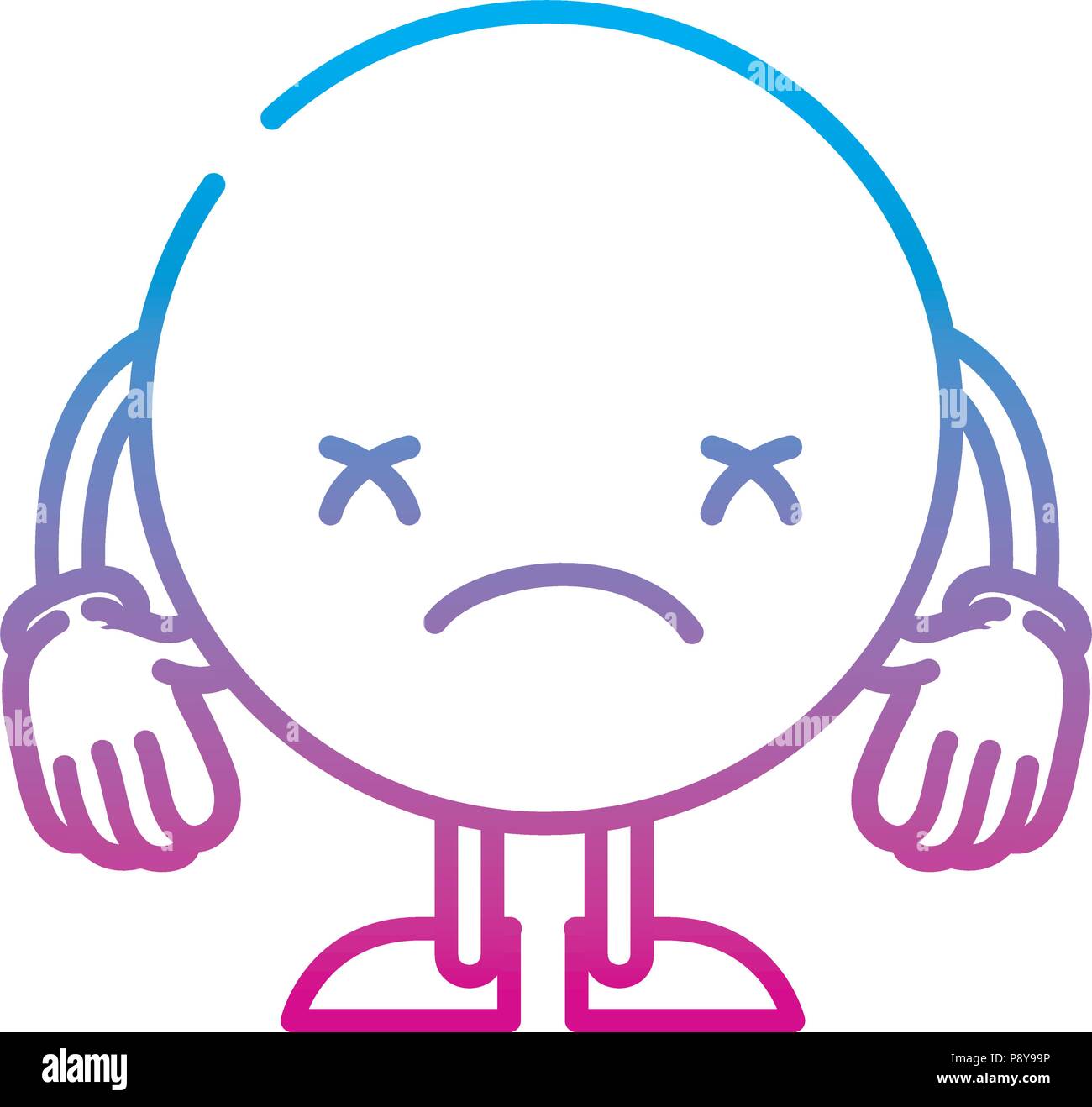 degraded line sad emoji character with arms and legs vector ...