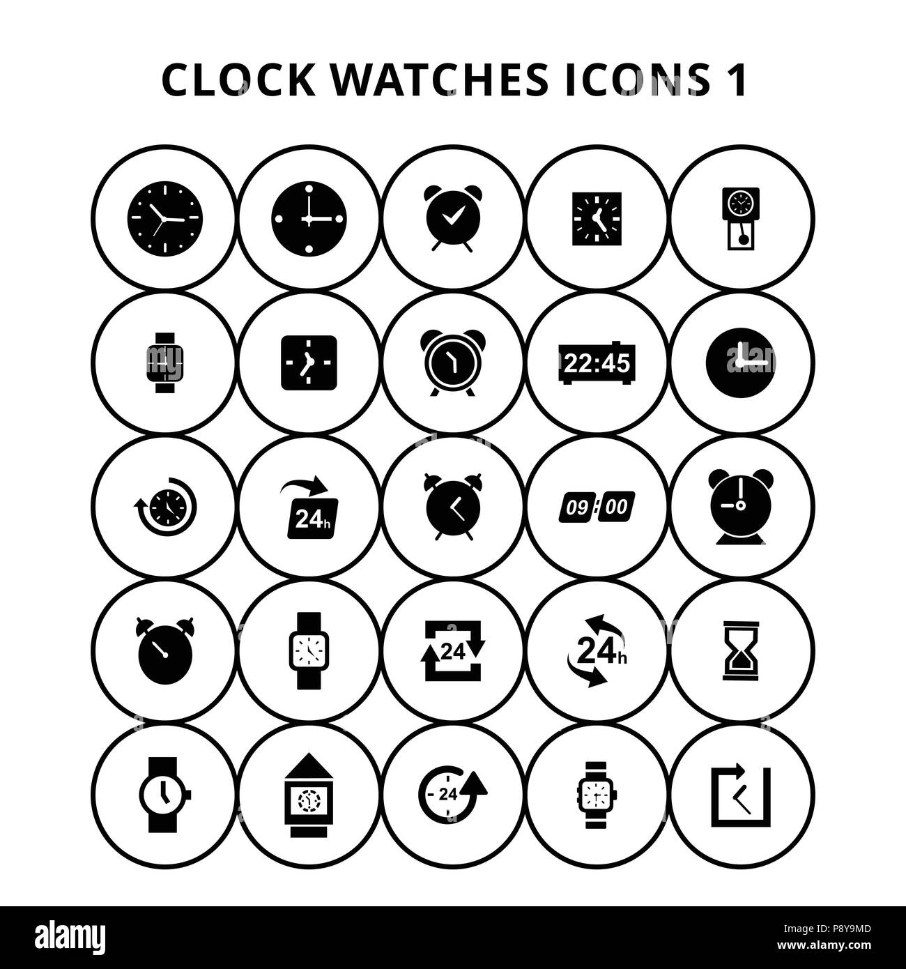 Clock Watches Icons. For web design and application interface, also ...