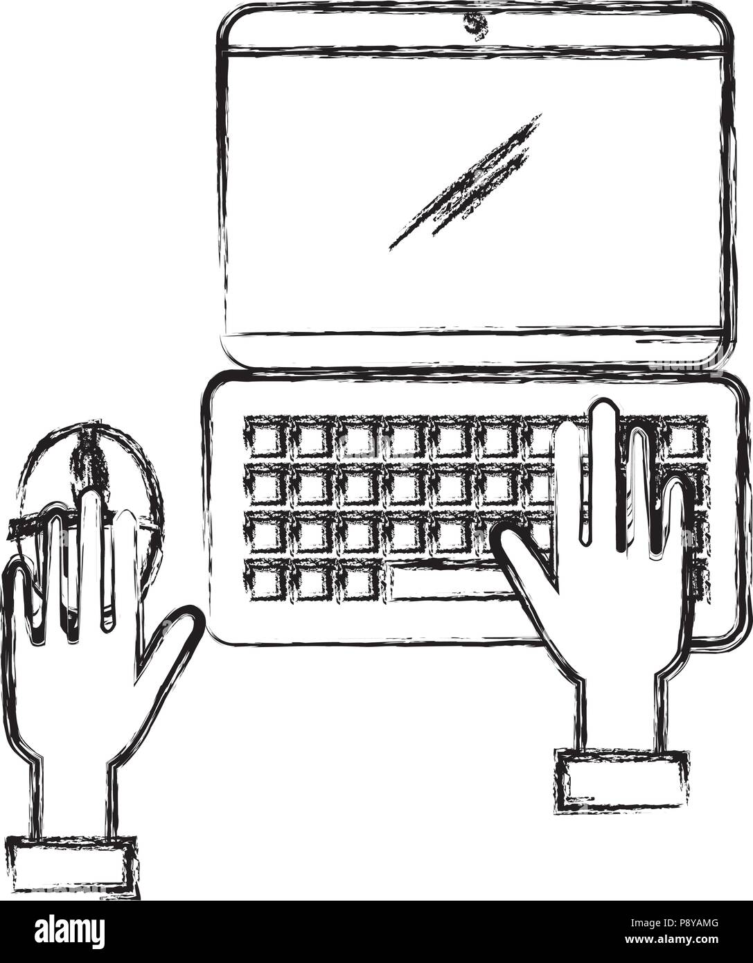 Hands using computer keyboard mouse Stock Vector Images - Alamy