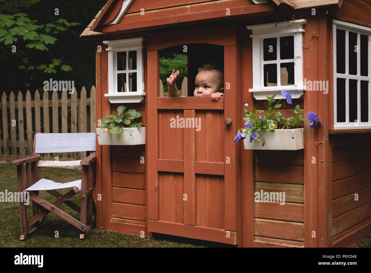 Baby playing garden hi-res stock photography and images - Alamy
