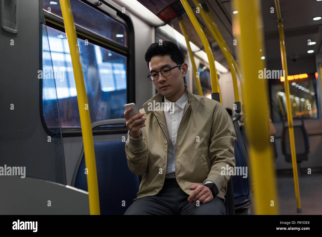 Male travelling on train hi-res stock photography and images - Alamy