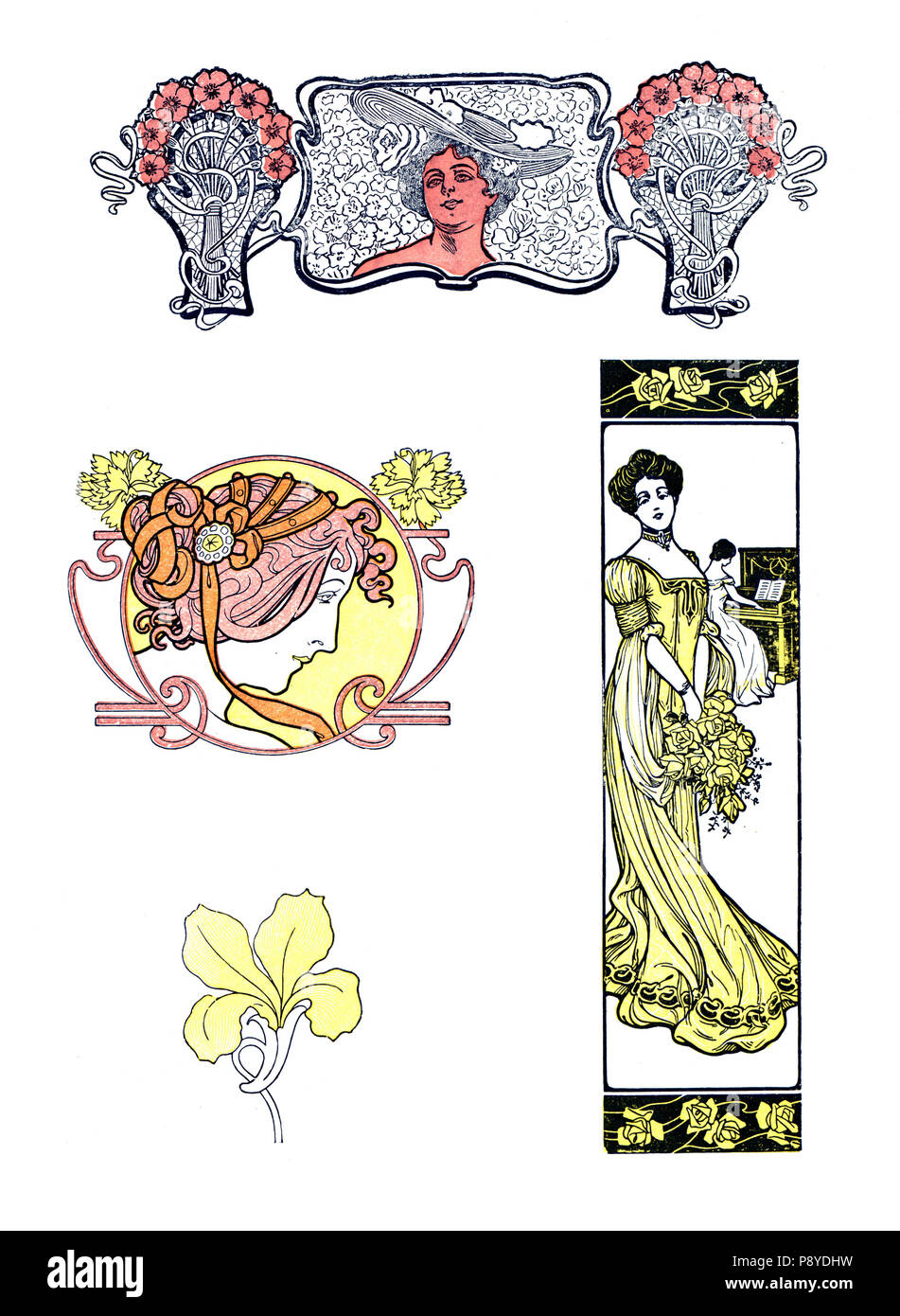 Old ilustrations from the 1900s. Art Nouveau style Stock Photo - Alamy