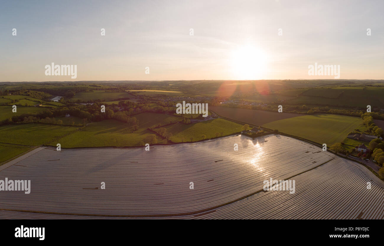 Ploughed field during sunset Stock Photo - Alamy