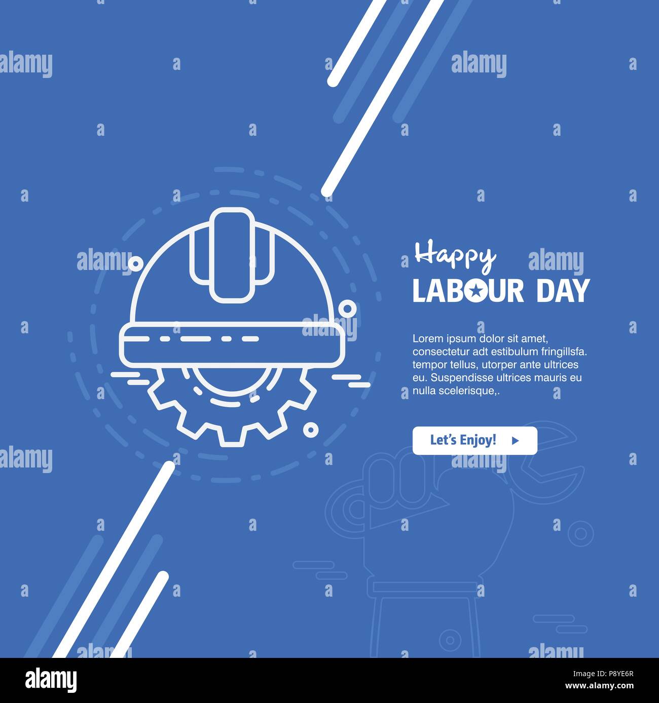 Happy Labour day design with blue theme vector. For web design and application interface, also ...