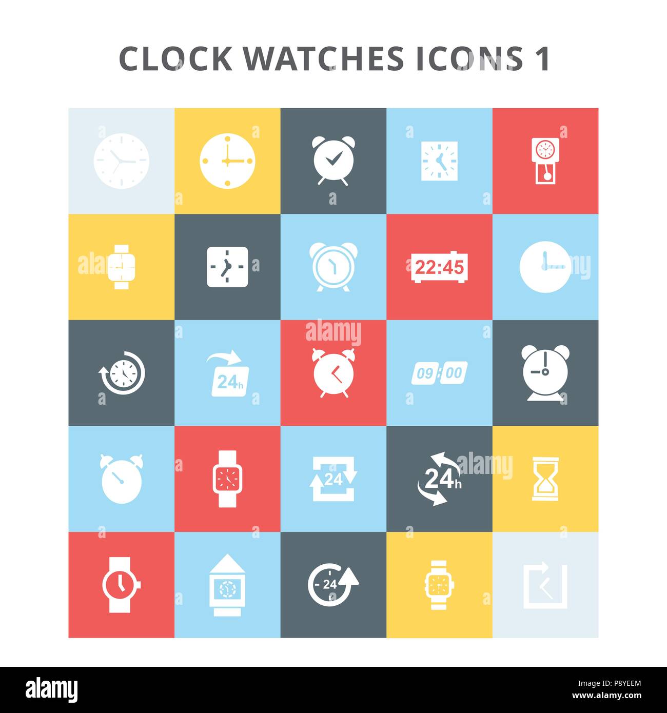 Clock Watches Icons. For web design and application interface, also ...