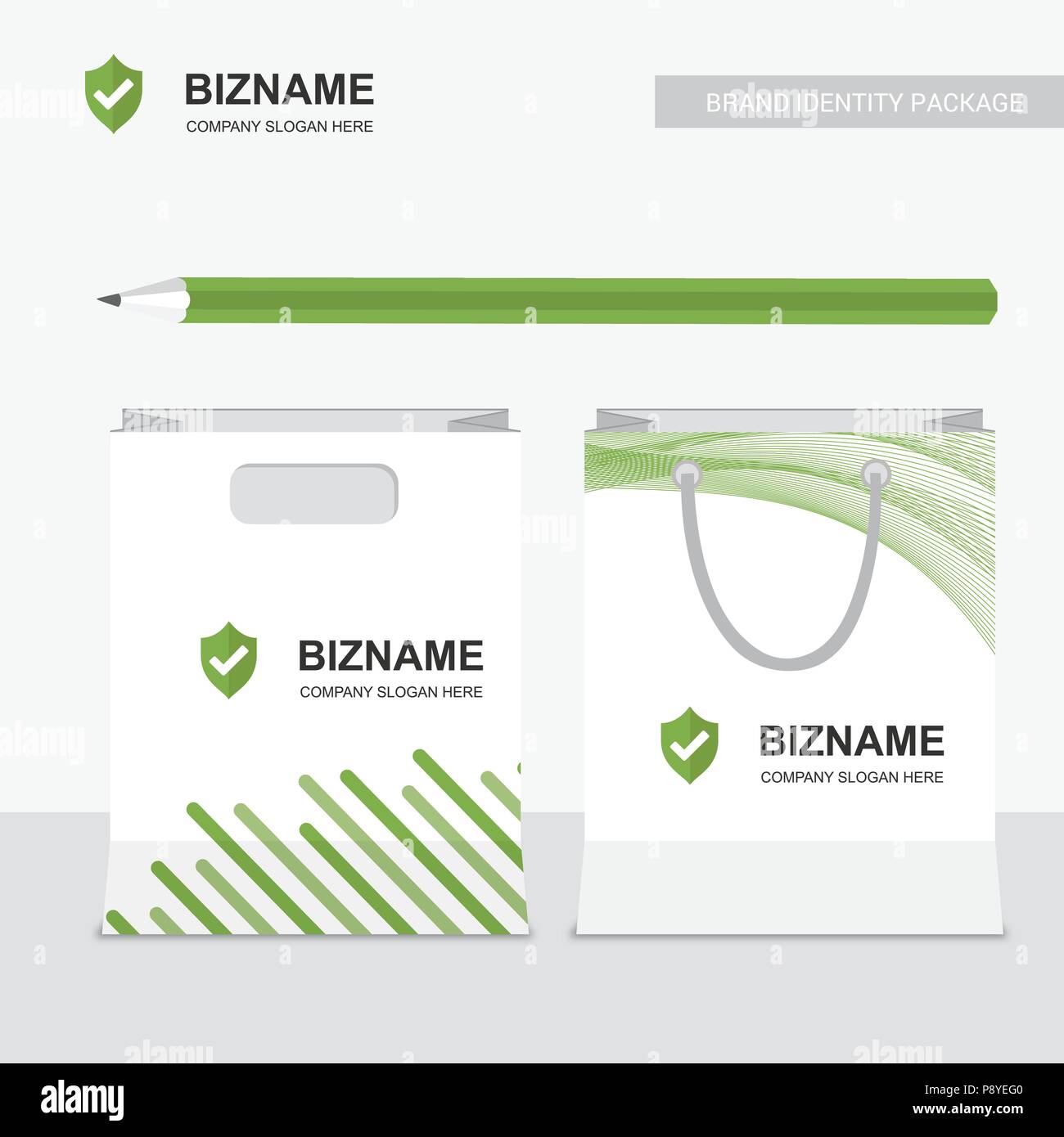 Company shopping bags design vector with creative design with sheild ...