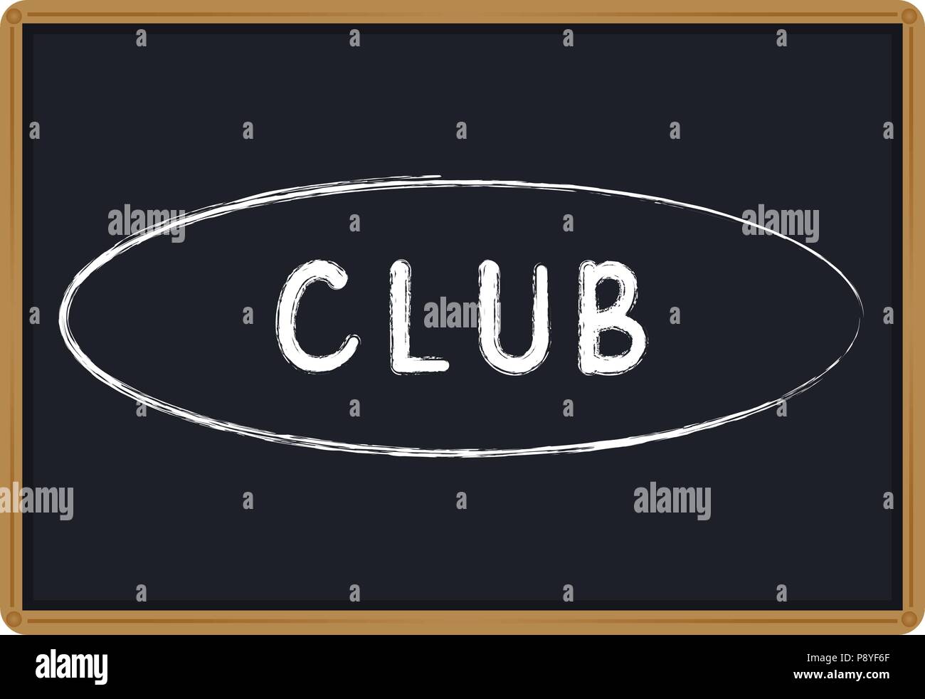 Word Club chalk written on a blackboard vector illustration Stock ...