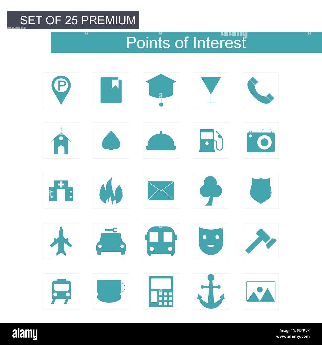 Points of intrest icons set. For web design and application interface ...