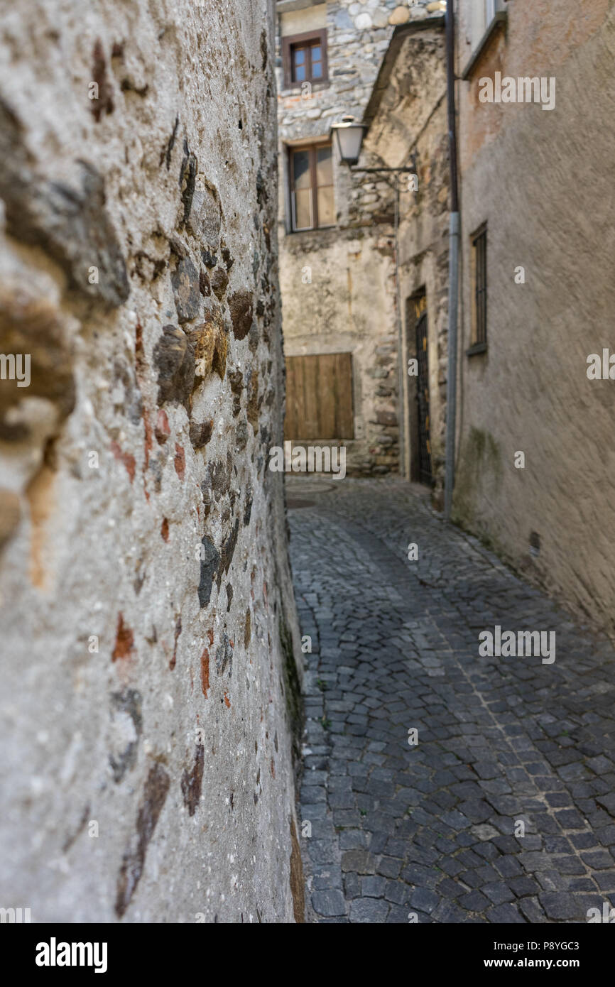 old stone houses and wall in historic acient city old town architecture ...