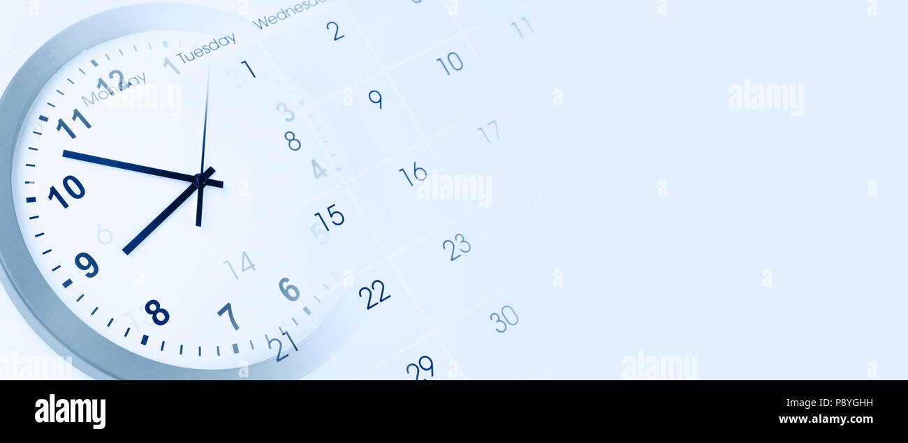 Clock face and calendar composite Stock Photo - Alamy