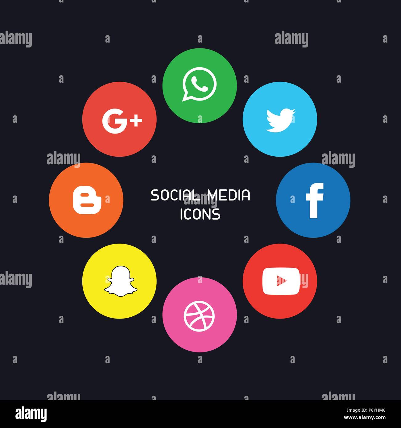 Social Media Circle Icon button. For web design and application ...
