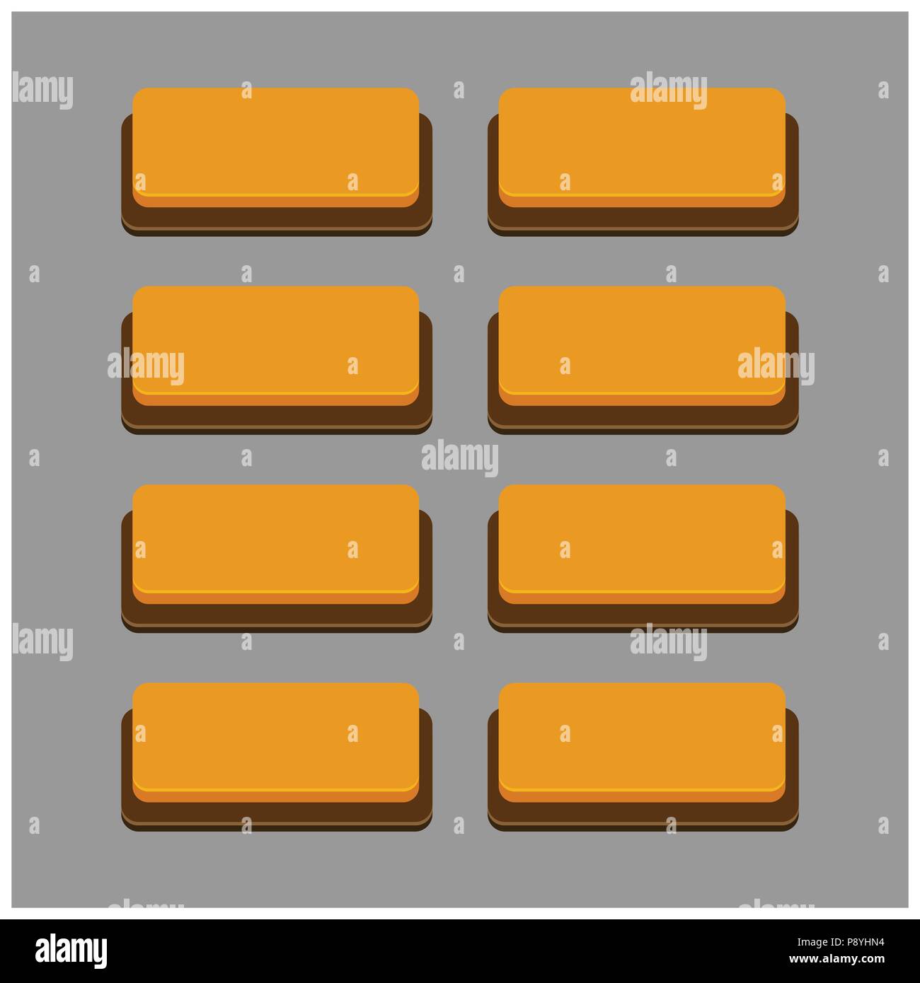 Set of 8 Orange Color Buttons on Grey Background. For web design and ...