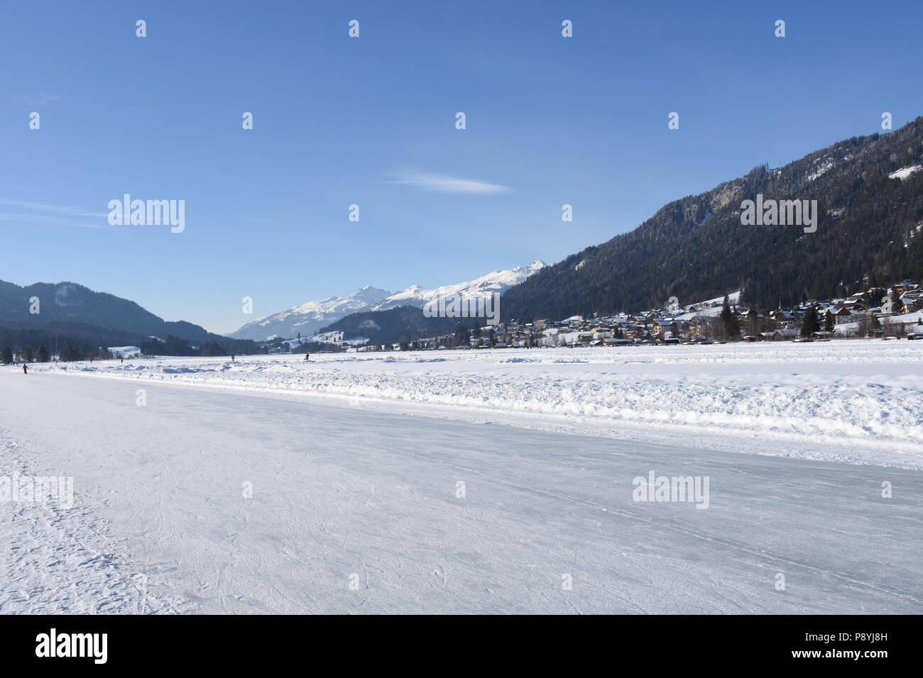 Weißensee, See, zugefroren, Winter, Schnee, Eis, Eislaufen, Natur ...