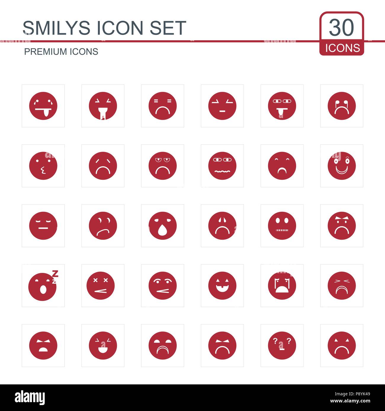 Smilys icons set vector. For web design and application interface, also ...