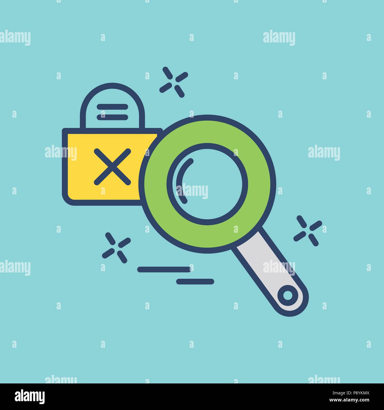 Cyber security colored icon with blue background. For web design and ...