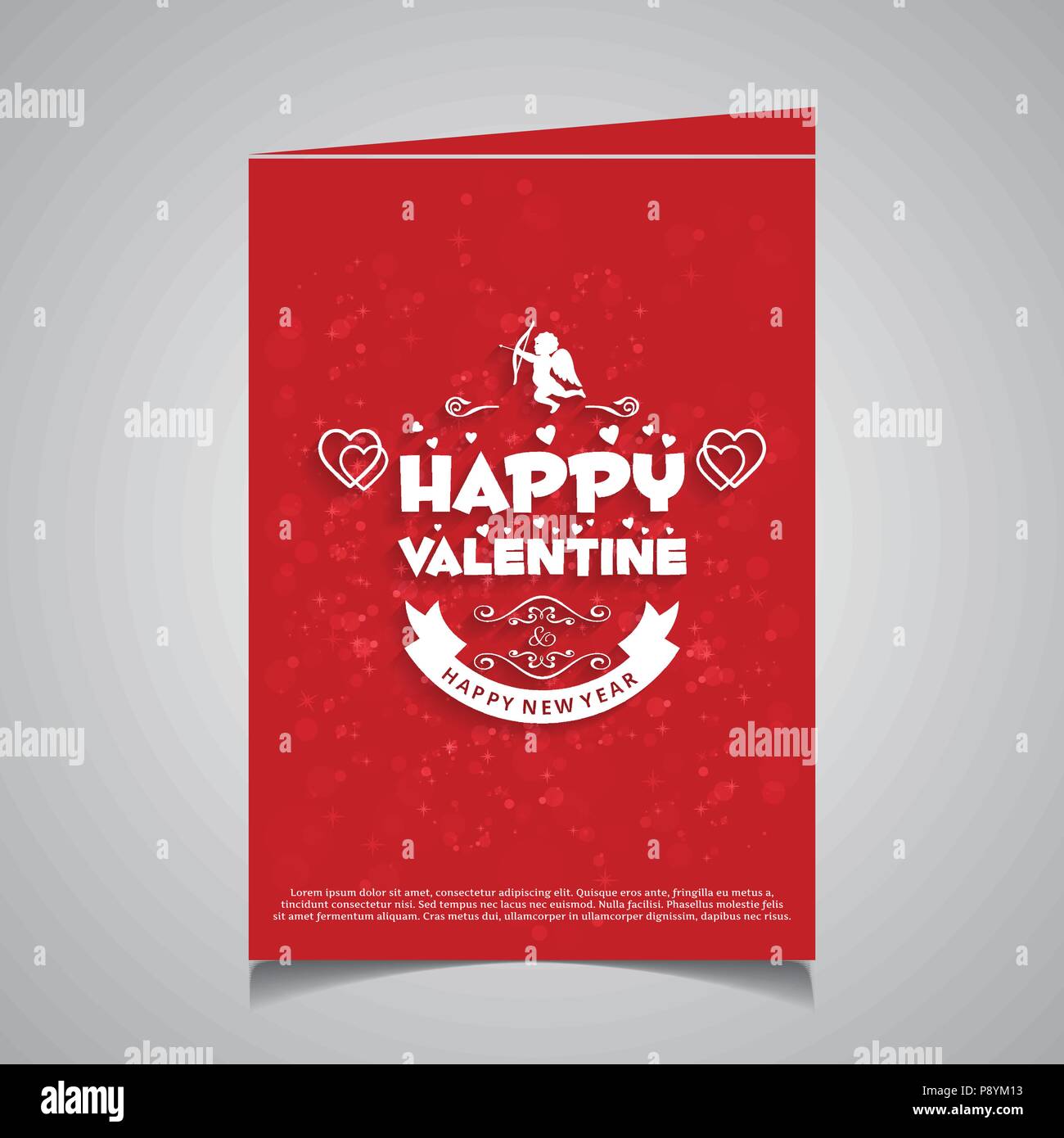 Happy Valentines day greetings card with red pattern background. For ...