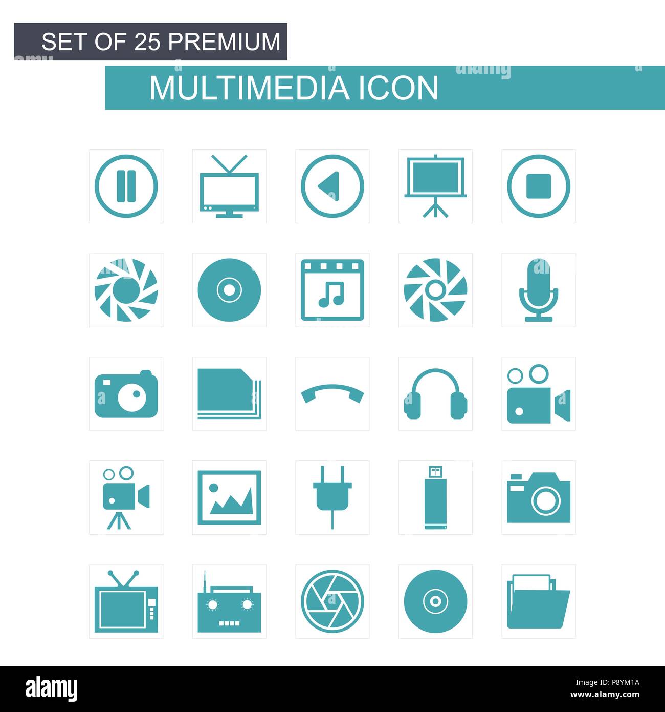 Multimedia icons set vector. For web design and application interface ...