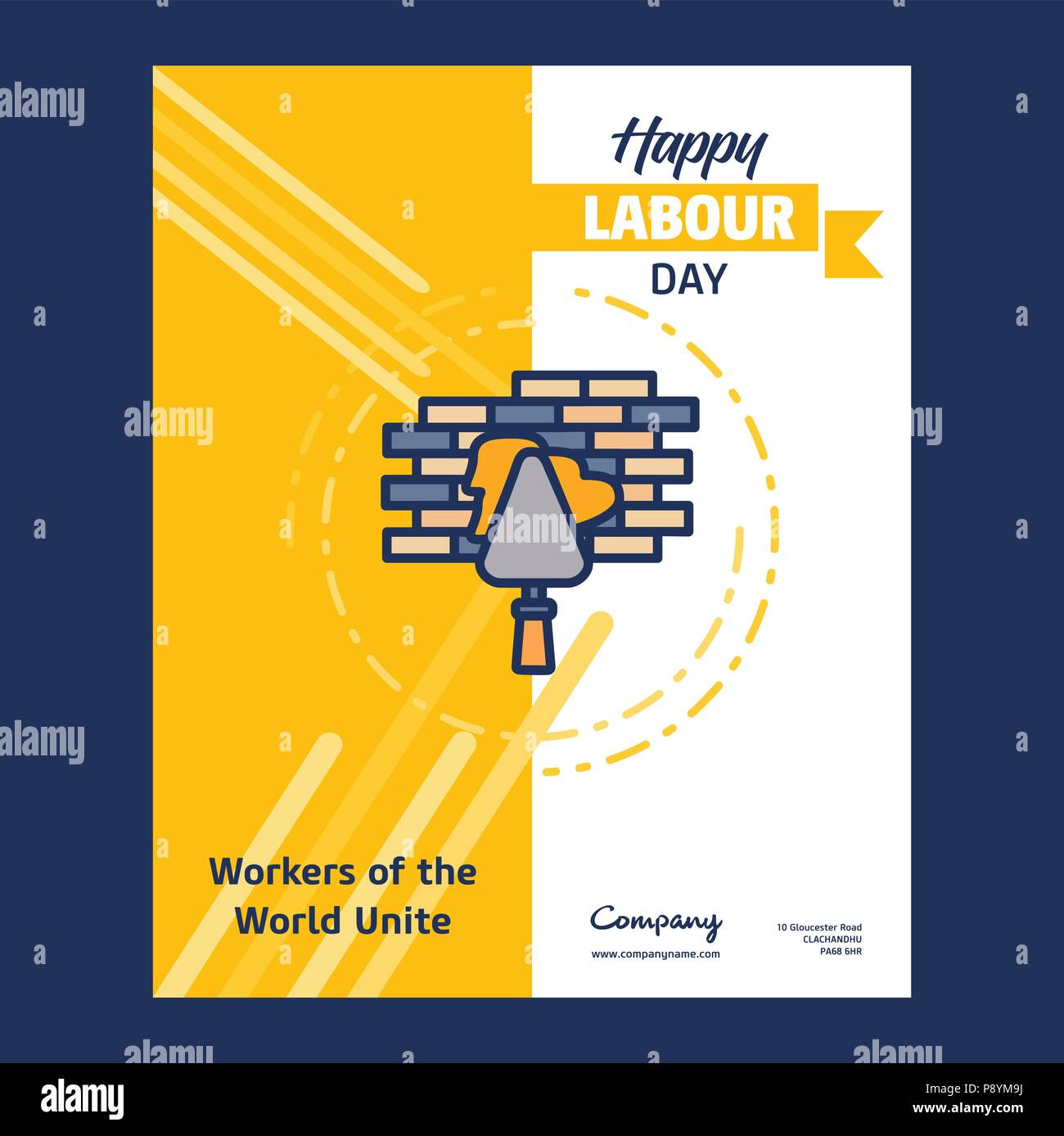 Happy Labour day design with yellow and blue theme vector with ...