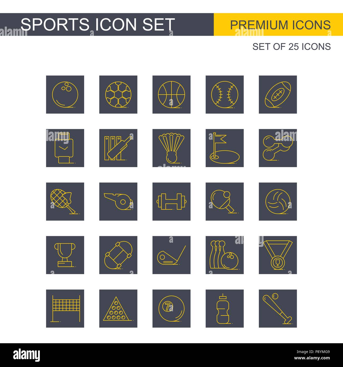 Sports icons set vector. For web design and application interface, also ...