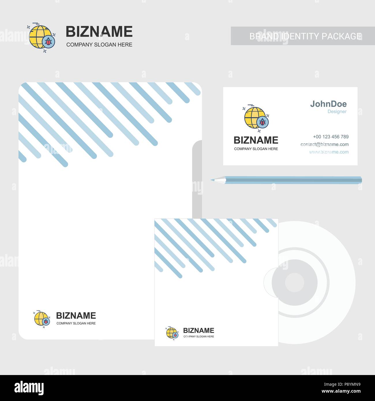 Company brochure design with blue theme and bug logo vector. For web ...
