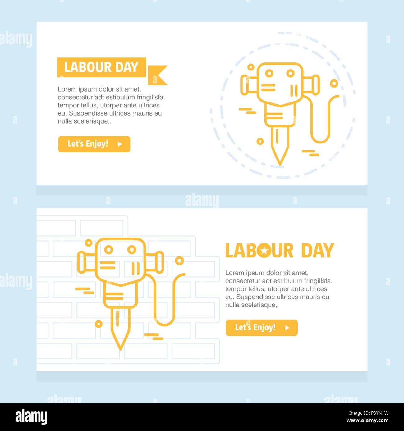 Happy Labour day design with yellow theme vector. For web design and ...