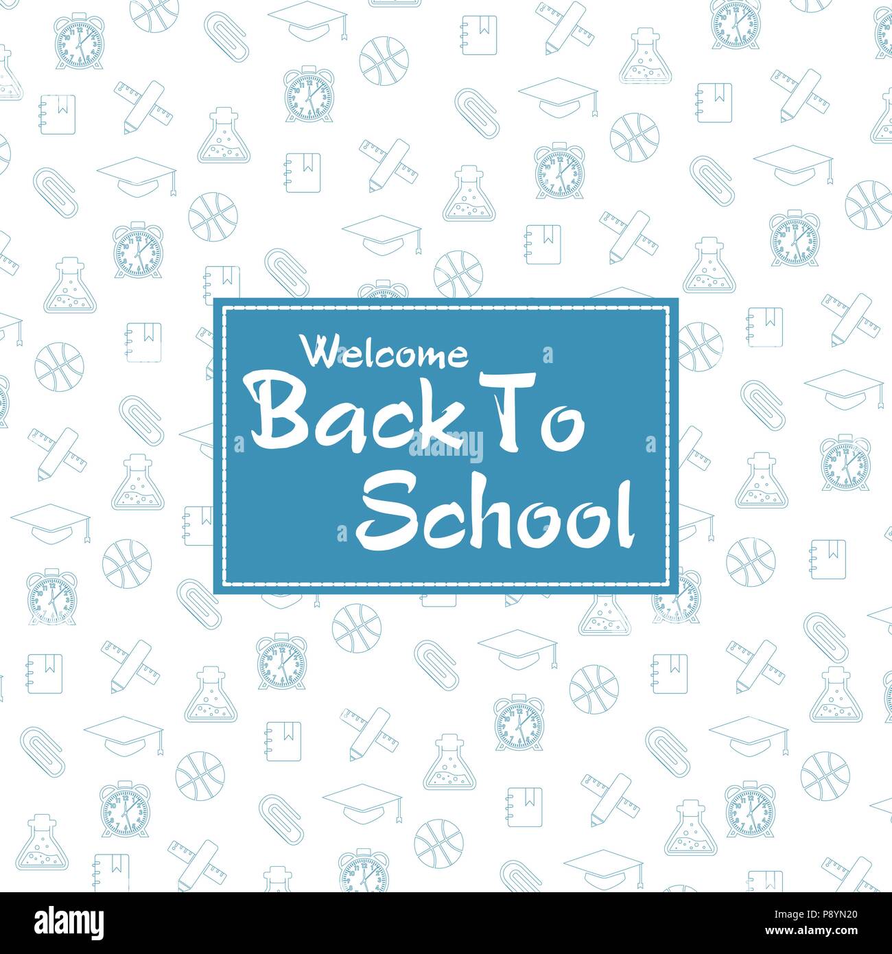 Welcome back to schoo With Seamless Pattern School icons.. For web ...