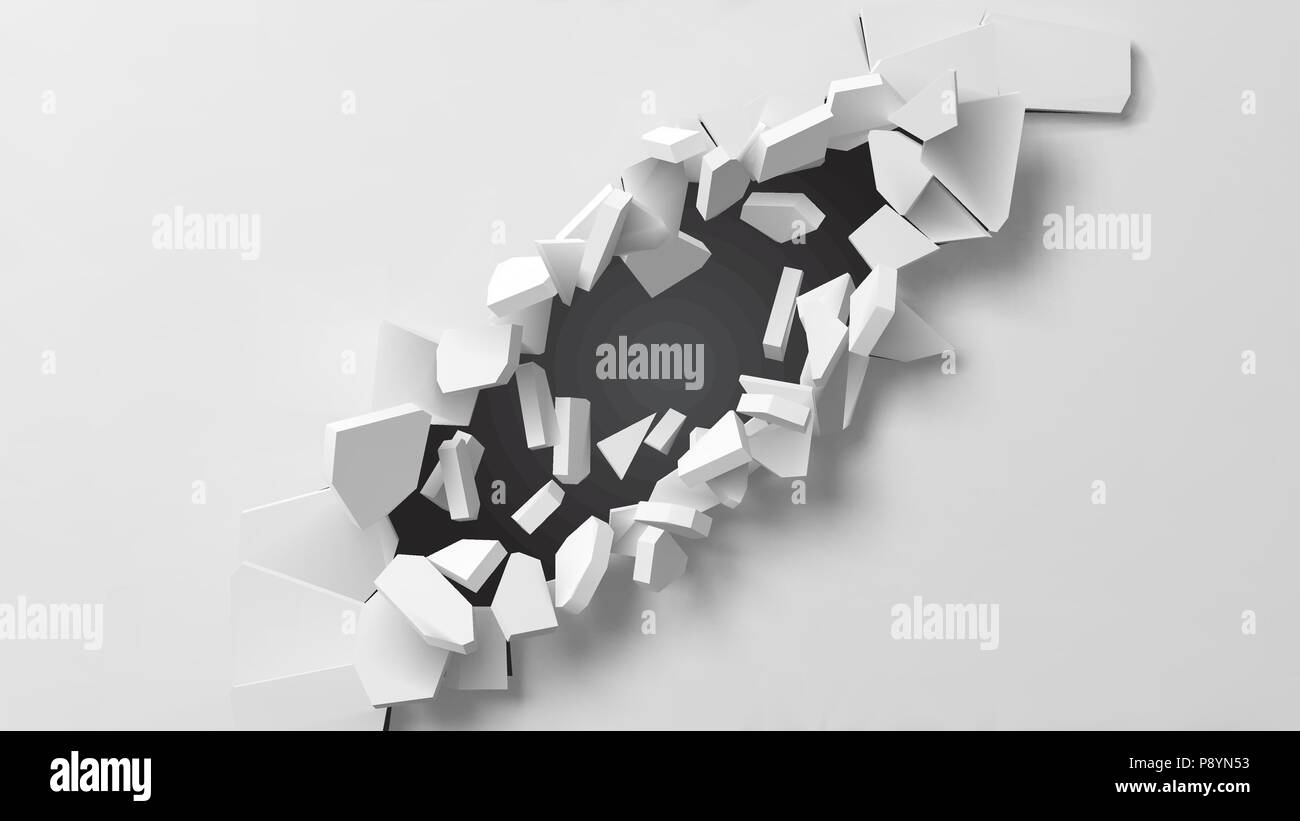 vector illustration of exploding wall with free area on center for any ...
