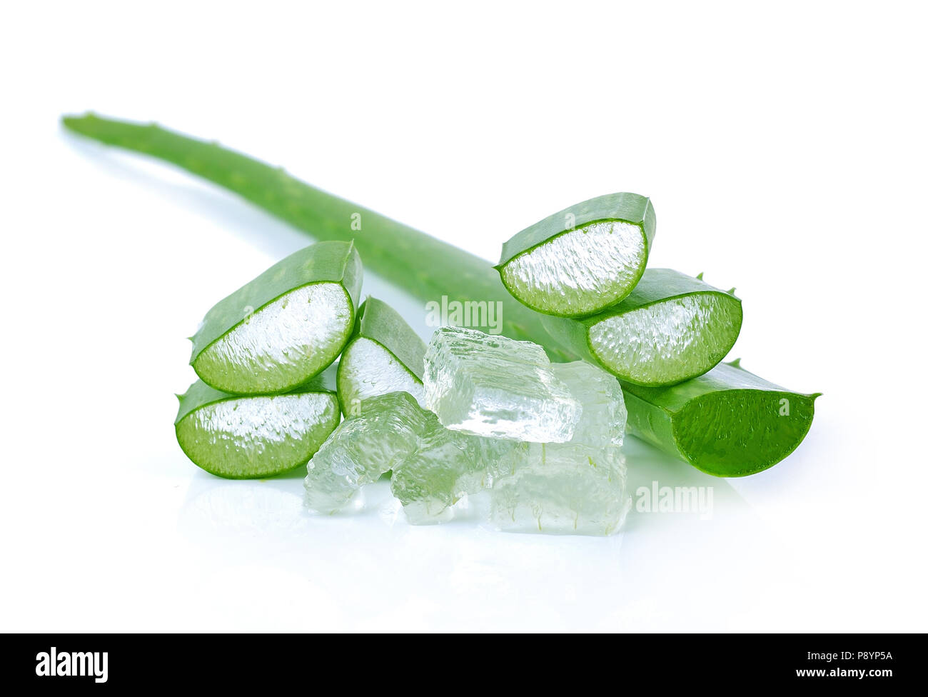 aloe vera fresh leaf isolated white background Stock Photo - Alamy