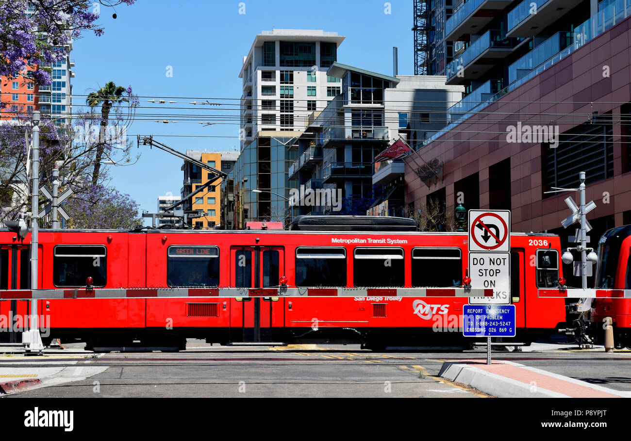 MTS trolley in downtown San Diego, California Stock Photo - Alamy