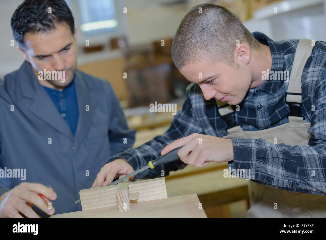 apprentice at a wood workshop Stock Photo - Alamy