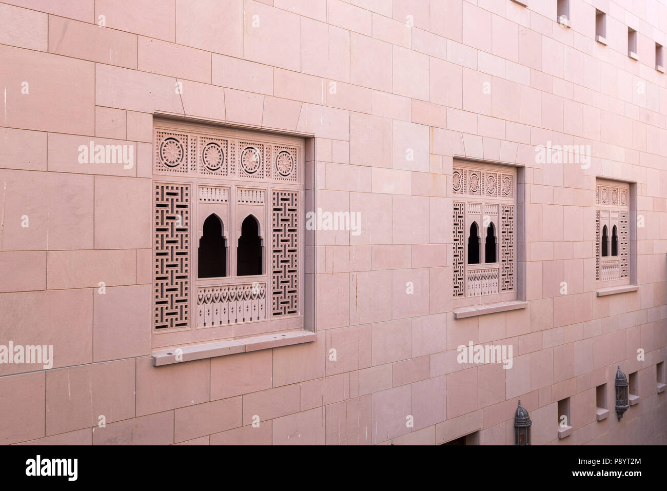 Detailed shaped stone windows at Sultan Qaboos Grand Mosque in Muscat ...