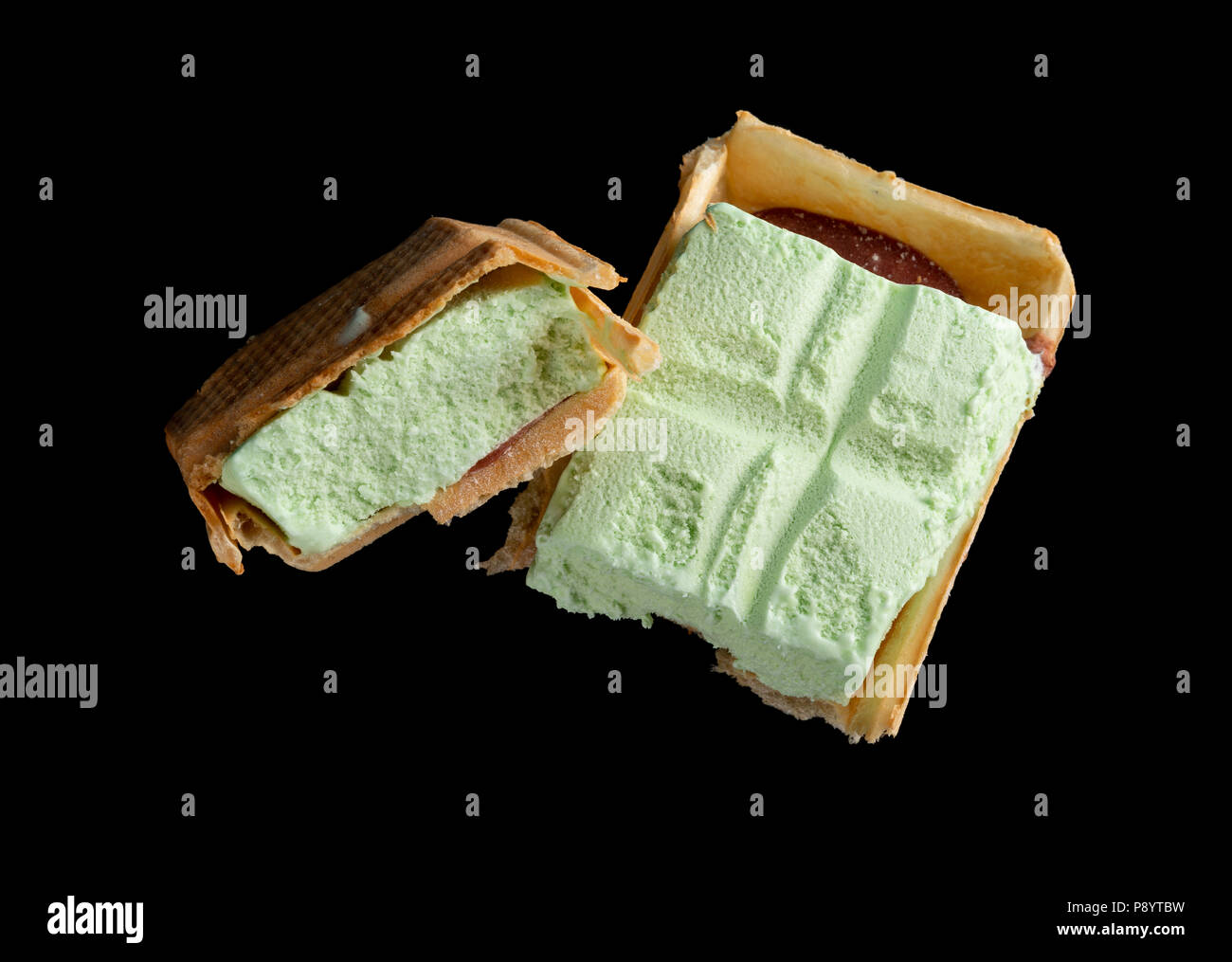 top view studio shoot of ice cream block on black Stock Photo - Alamy