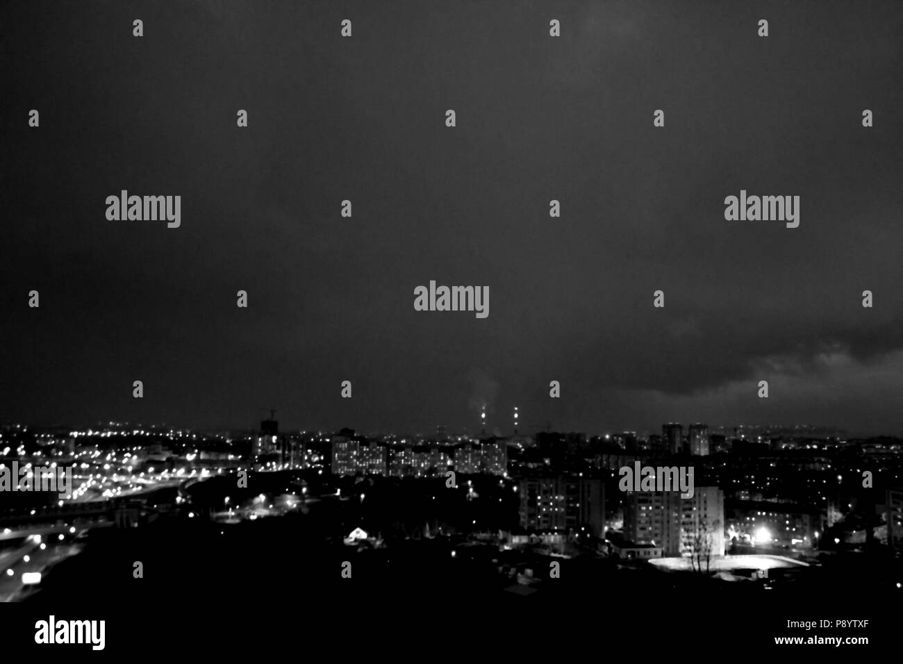 Blurred abstract bokeh city night Black and White Stock Photos & Images ...