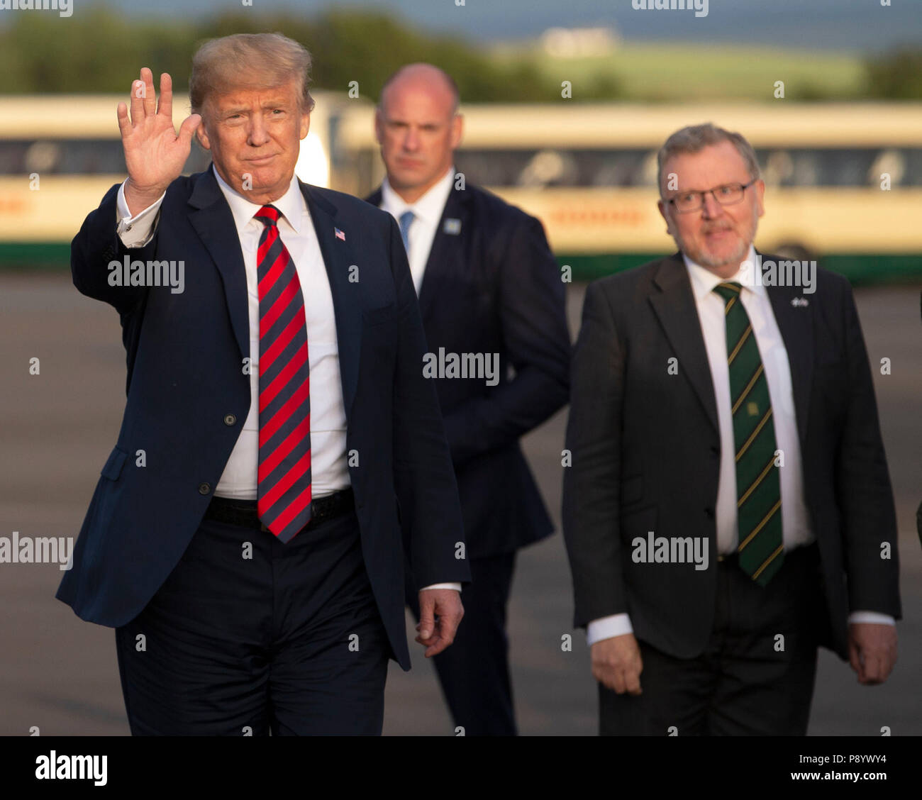 Scottish Secretary, David Mundell, greets US President Donald Trump and ...