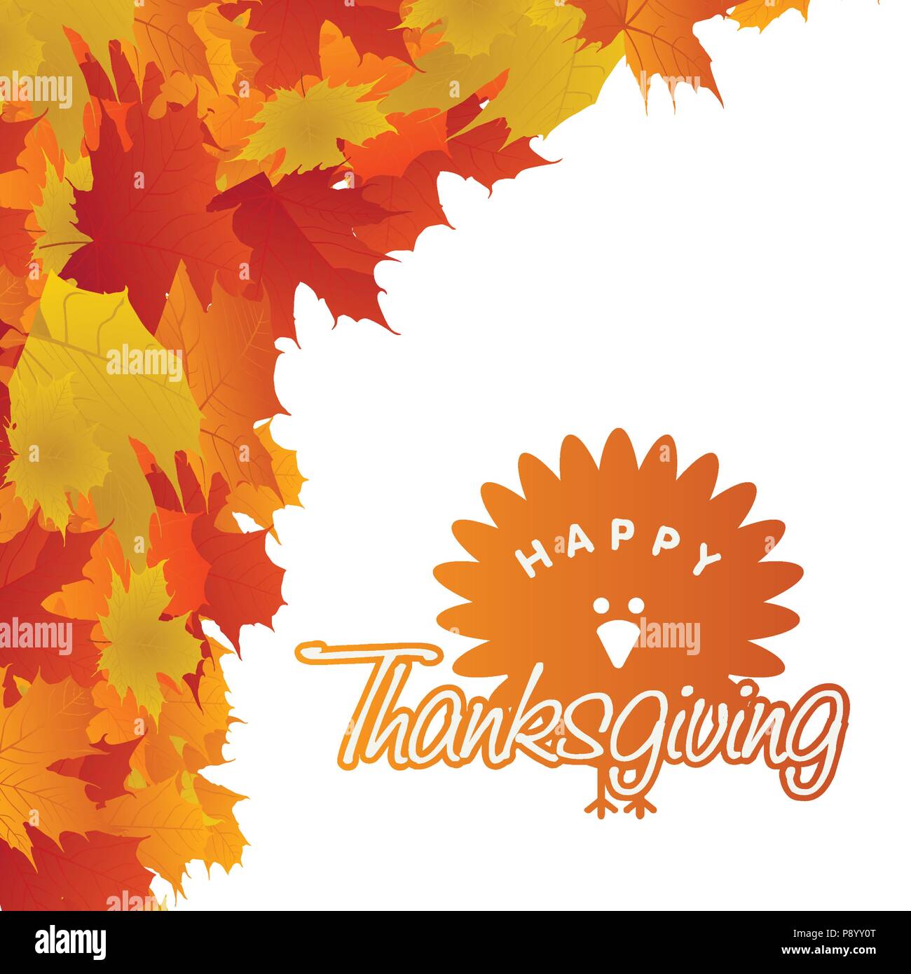Happy Thanksgiving Day creative typography with spring leaves and ...