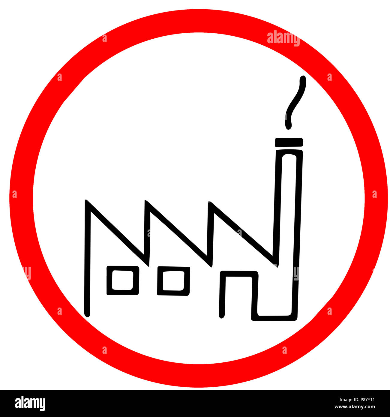 Factory area allowed icon warning red circular road sign on white ...